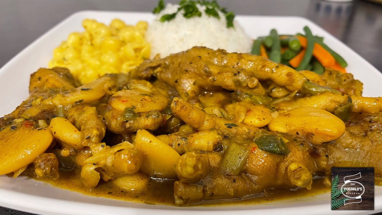How to Make Curry Chicken Foot and Beans | Jamaican Style - YouTube