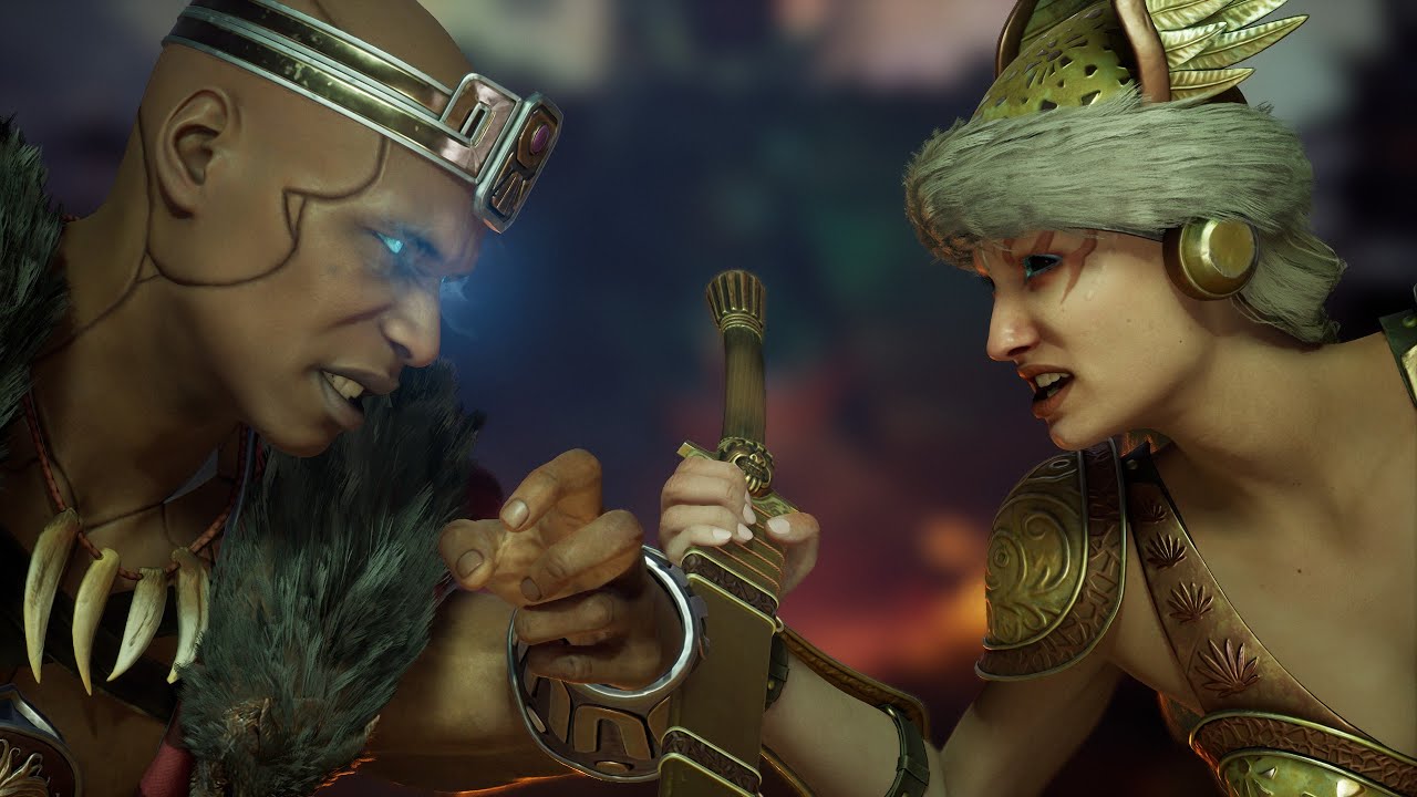 Mortal Kombat 1 -Geras and Ashrah Age of Conan Skins Gameplay - YouTube