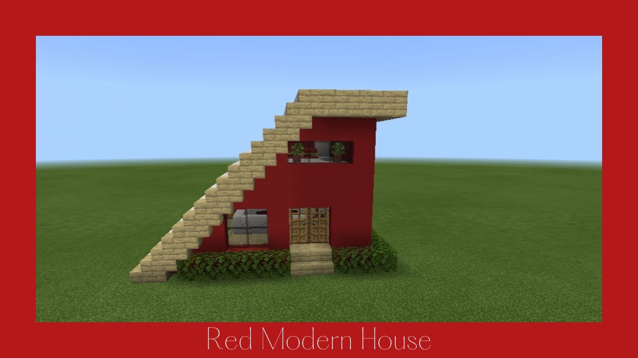 Minecraft🌹Build a easy red modern house (tutorial) #4 - YouTube