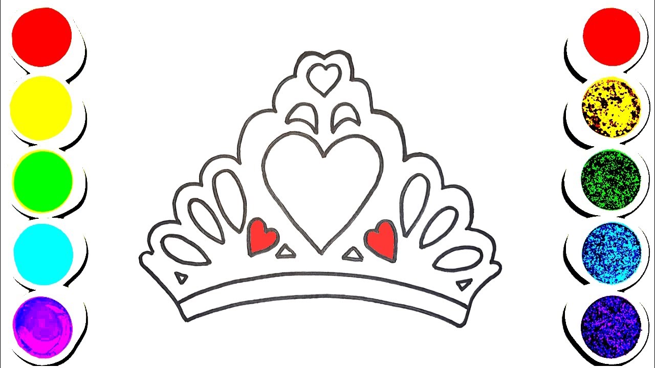Princess crown Painting and Coloring for Kids, Toddlers Easy Drawing ...