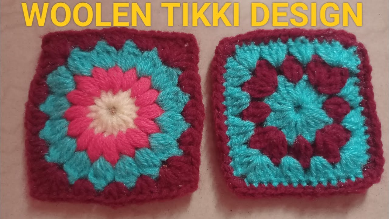 Square shape woolen tikki design | DIY crochet designs | Super easy ...