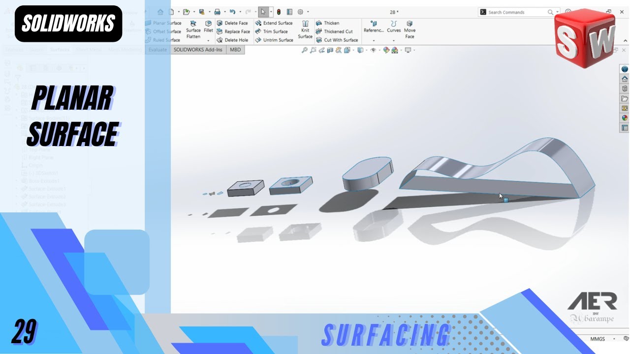 Planar Surface | Surfacing | Solidworks Tutorial | Stage #29 Eng - AER ...