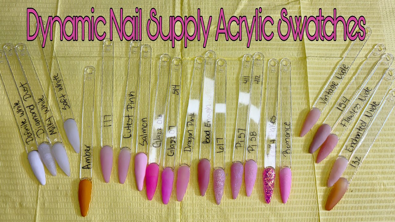 Swatching Dynamic Nail Supply Acrylics | Nudes, Pinks, Whites, & Clear ...