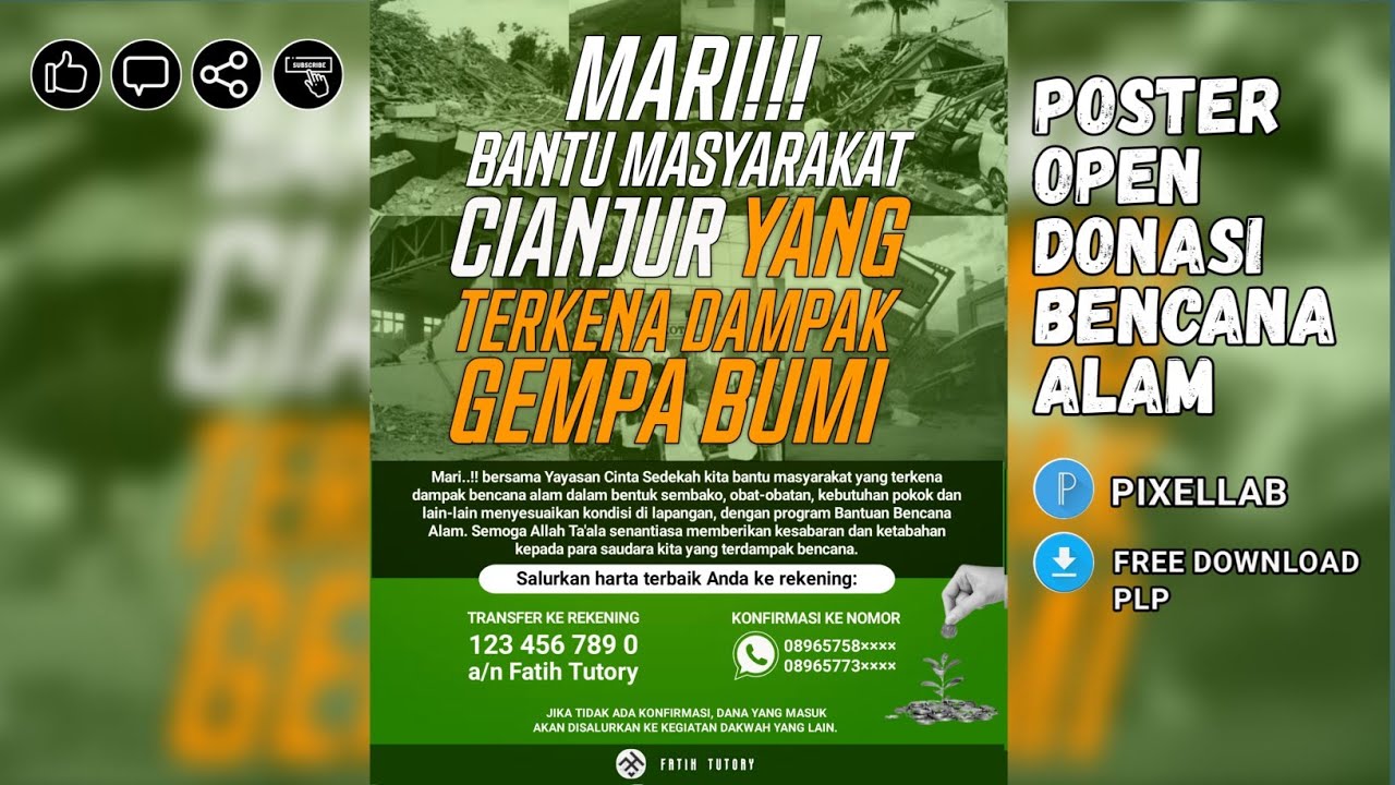 CARA MEMBUAT POSTER OPEN DONASI BENCANA ALAM DI PIXELLAB - YouTube