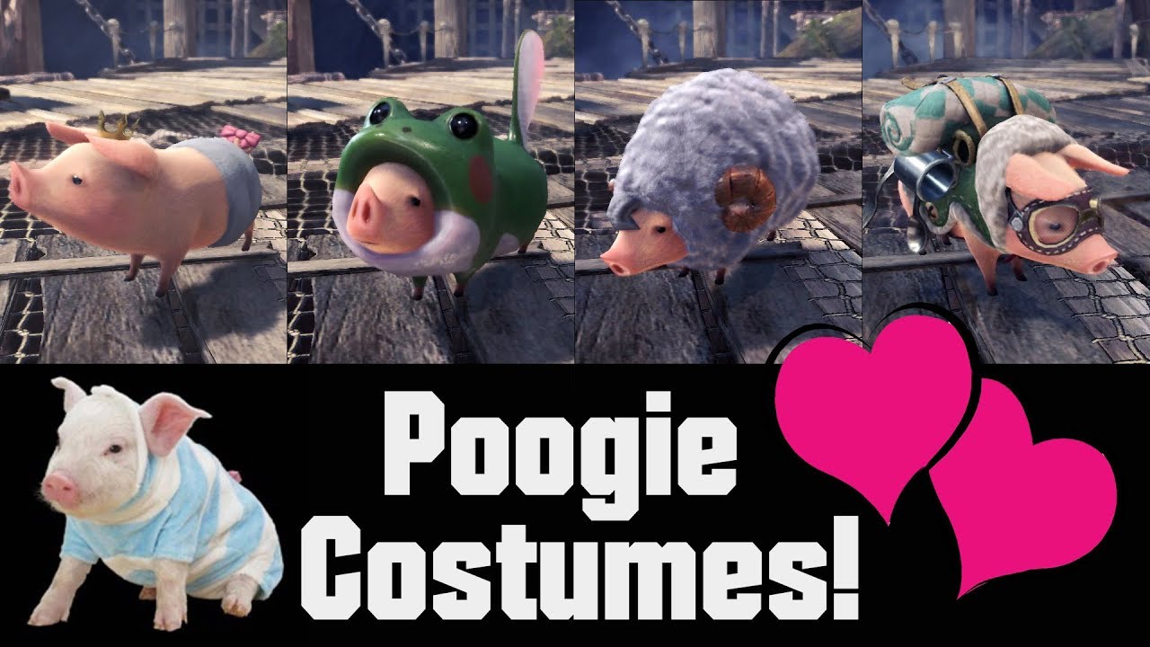 Monster Hunter World: Poogie Collect all the Costumes/outfits! (secret ...