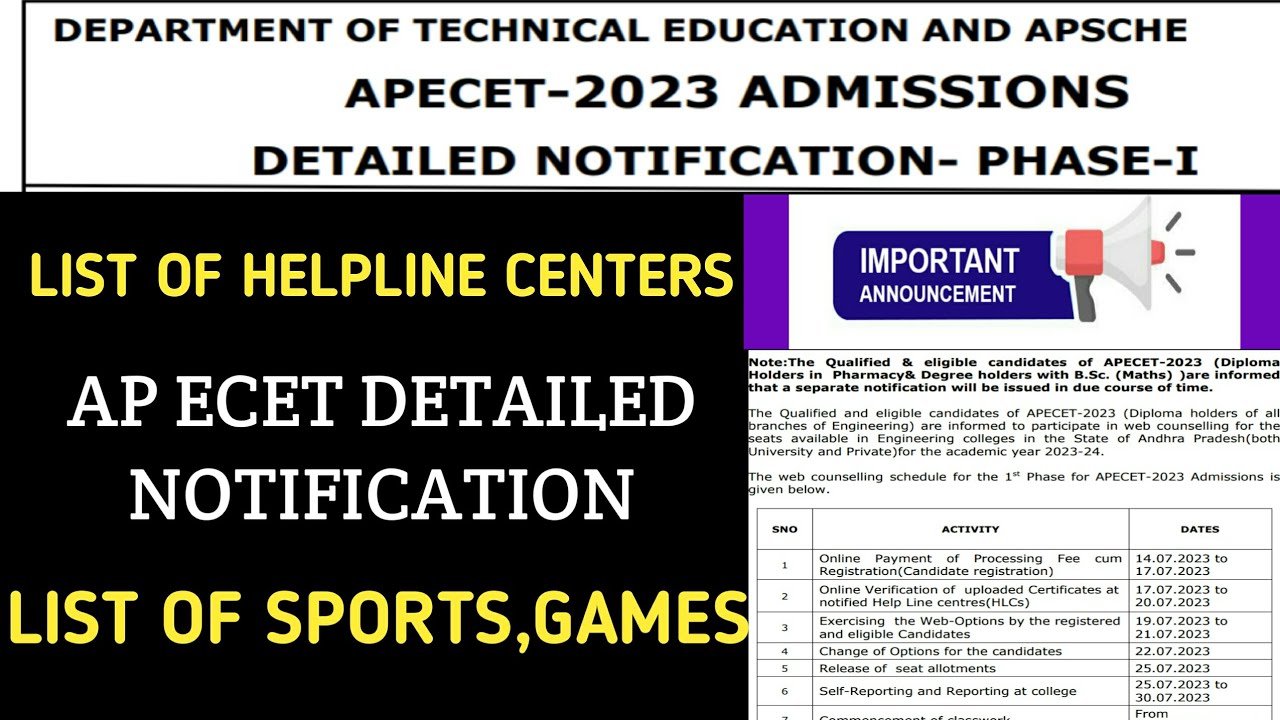 Ap Ecet 2023 counselling detailed notification| ap Ecet counselling ...