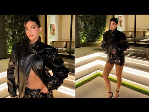 Kylie Jenner shows off sculpted abs and legs in TINY leather miniskirt for night out