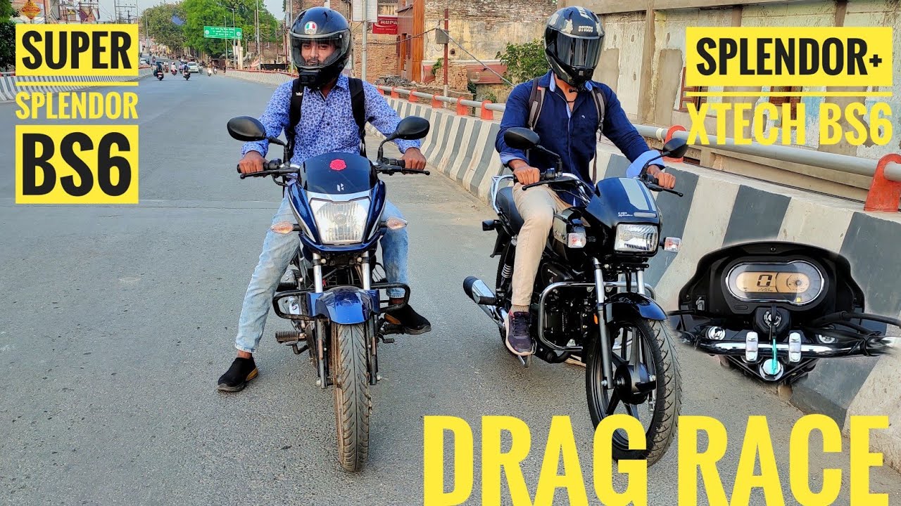 Hero splendor+xtec vs super splendor bs6|drag race 🔥|shocking results😱 ...