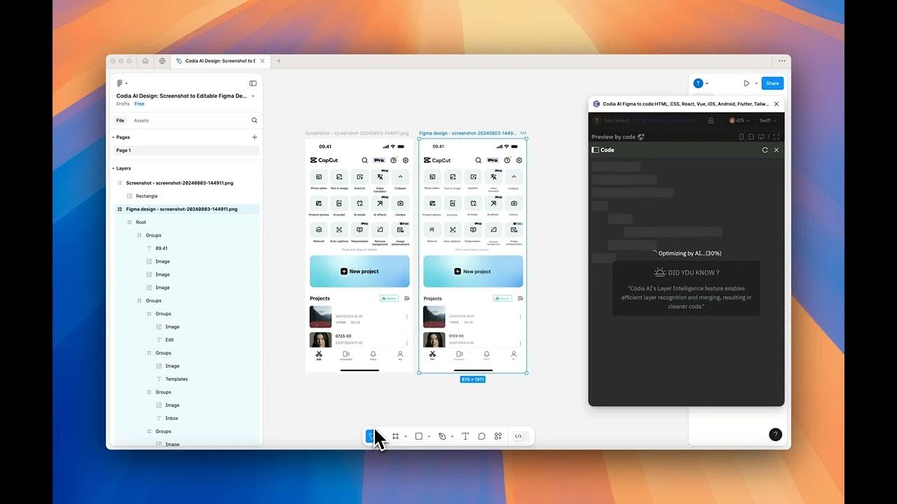 Figma to Code: convert CapCut into code for any platform such frontend, mobile, Mac through ...