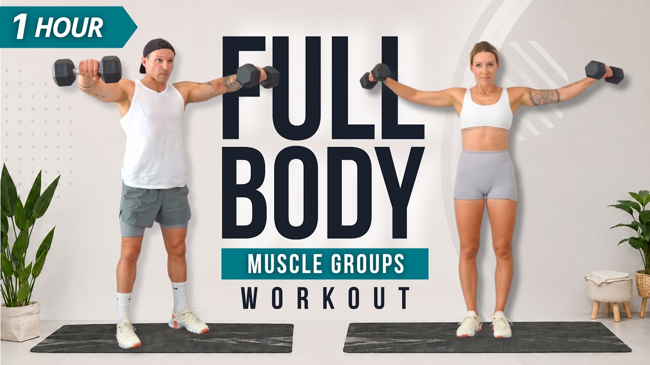 1 Hour FULL BODY WORKOUT with DUMBBELLS // Timer Only Version - Blast ...