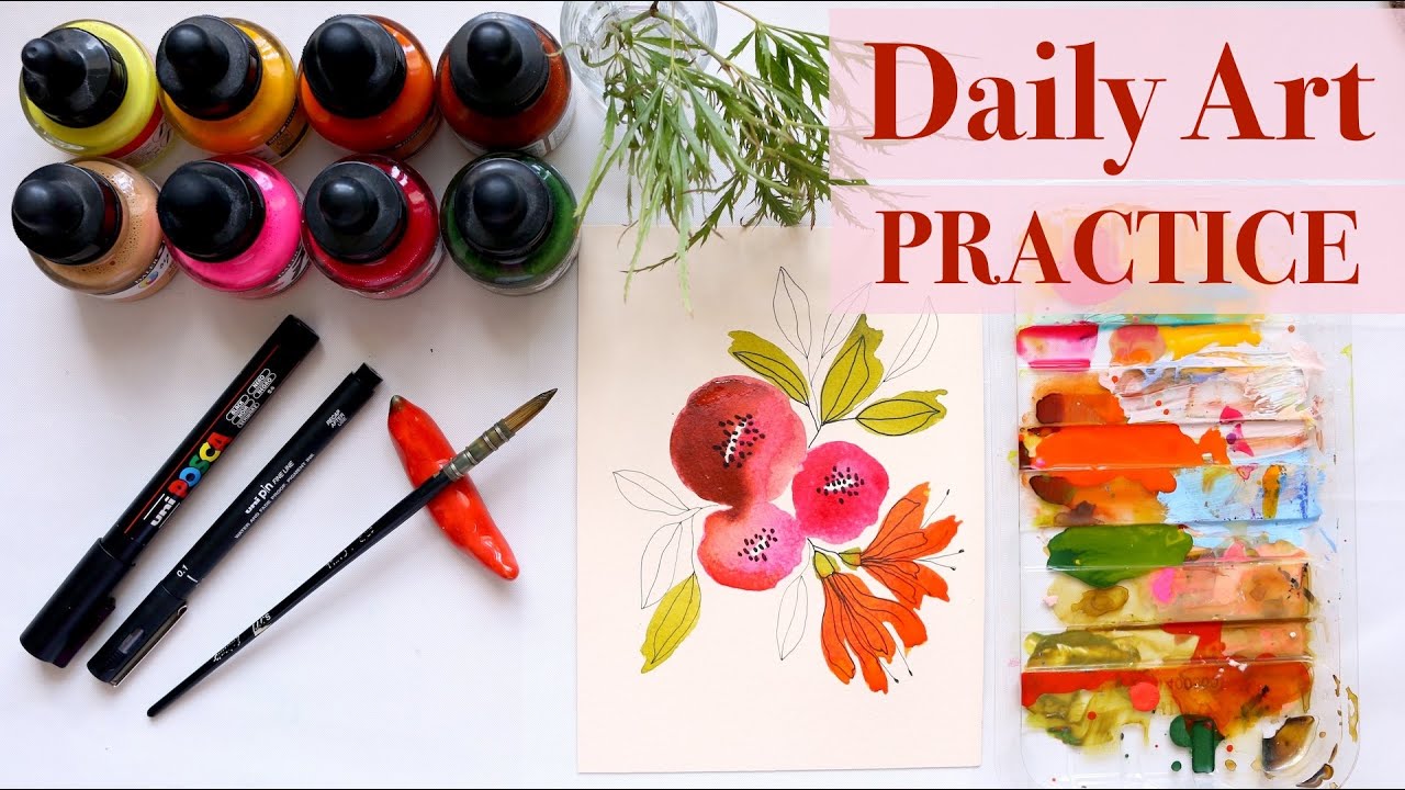 🌺🌿Daily Art Practice: Paint with Acrylic Inks like with Watercolour ...