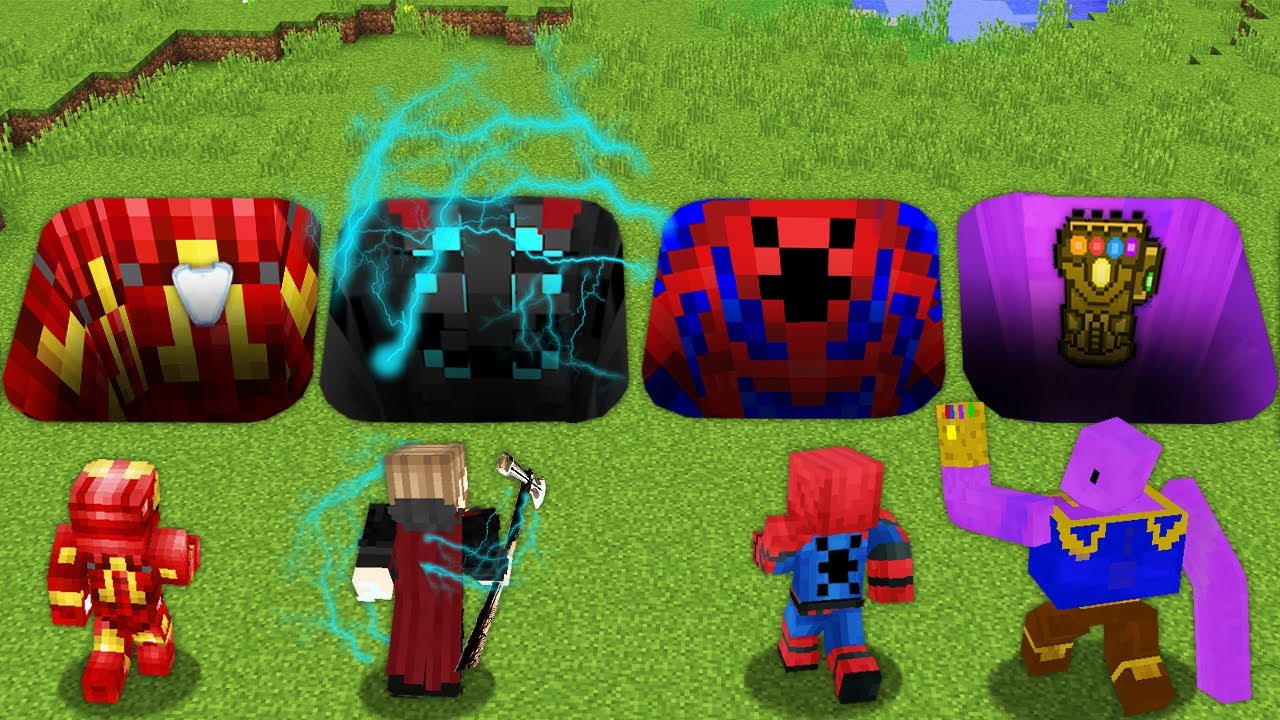 Minecraft AVENGERS SECRET TUNNELS IRON MAN THANOS SPIDER-MAN THOR How ...