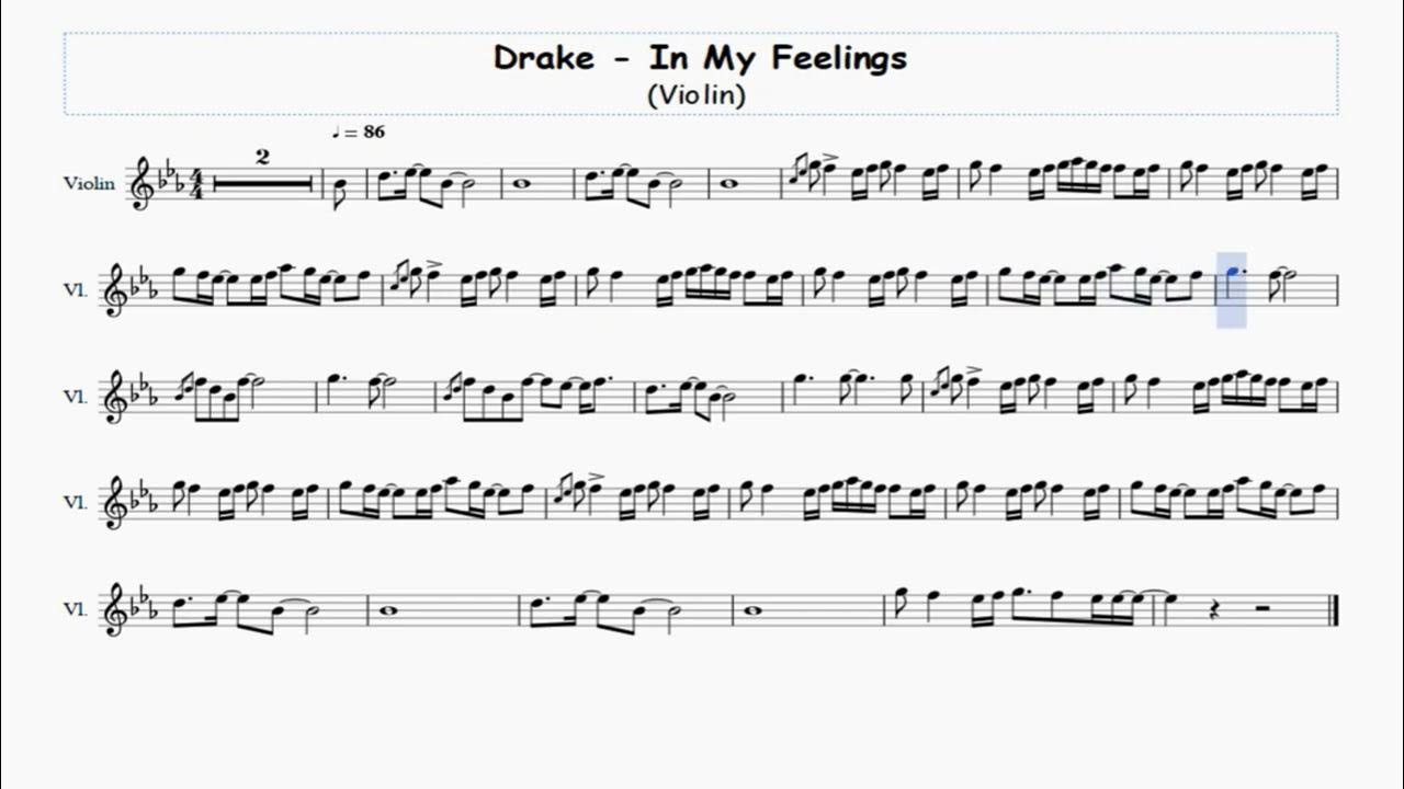Drake In My Feelings - Violin - Free Sheet Music Easy - YouTube