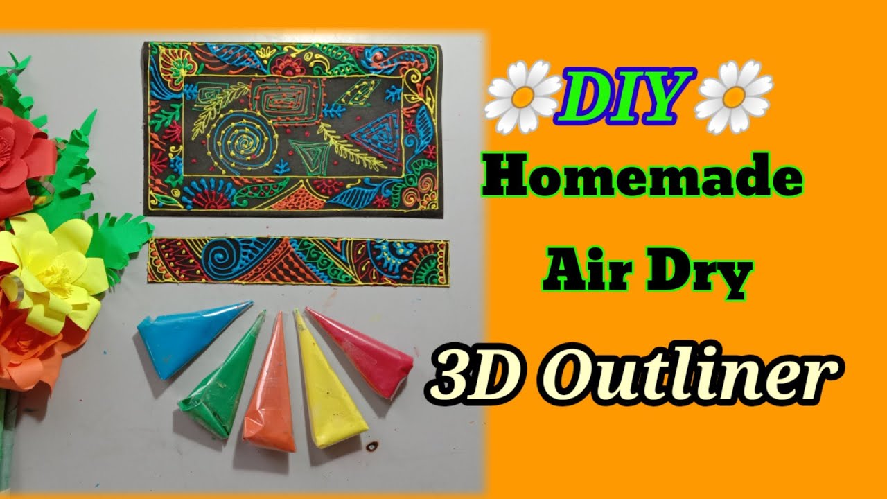 🌸DIY🌸 Home made Air Dry 3D colourful outliner - YouTube