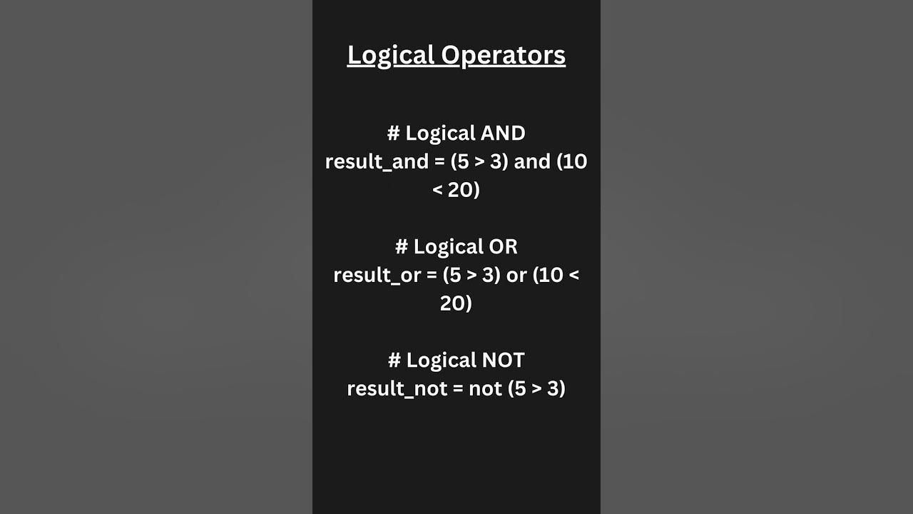 Python Arithmeticcomparisonlogical Operators Part 1 Learnpython Python3pythonoperators