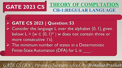 TOC (Theory of Computation) GATE CSE PYQ (2010-2024) solved by Monalisa - YouTube
