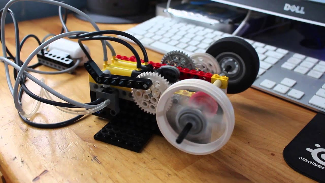 Lego LPE Pneumatic 2 Cylinder Engine, Single Valve. - YouTube