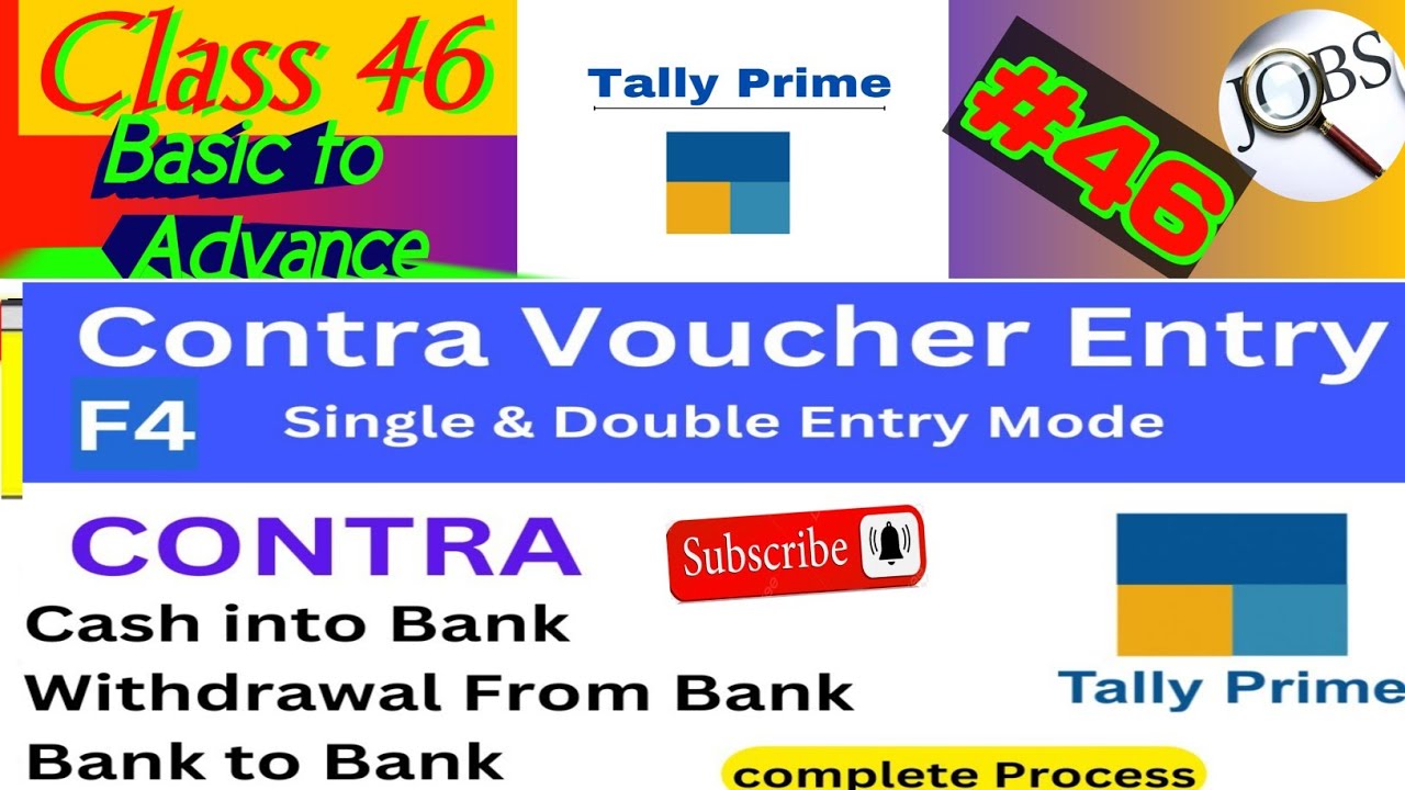 Contra Voucher Entry in Tally Prime | Cash Deposit & Withdrawal Entry ...