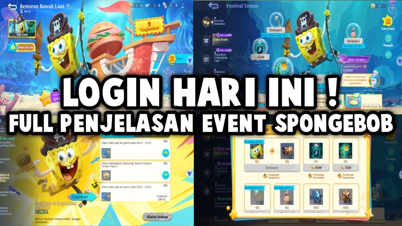 LOGIN HARI INI, FULL PENJELASAN EVENT SPONGEBOB ! PANEN SKIN GRATISAN ...