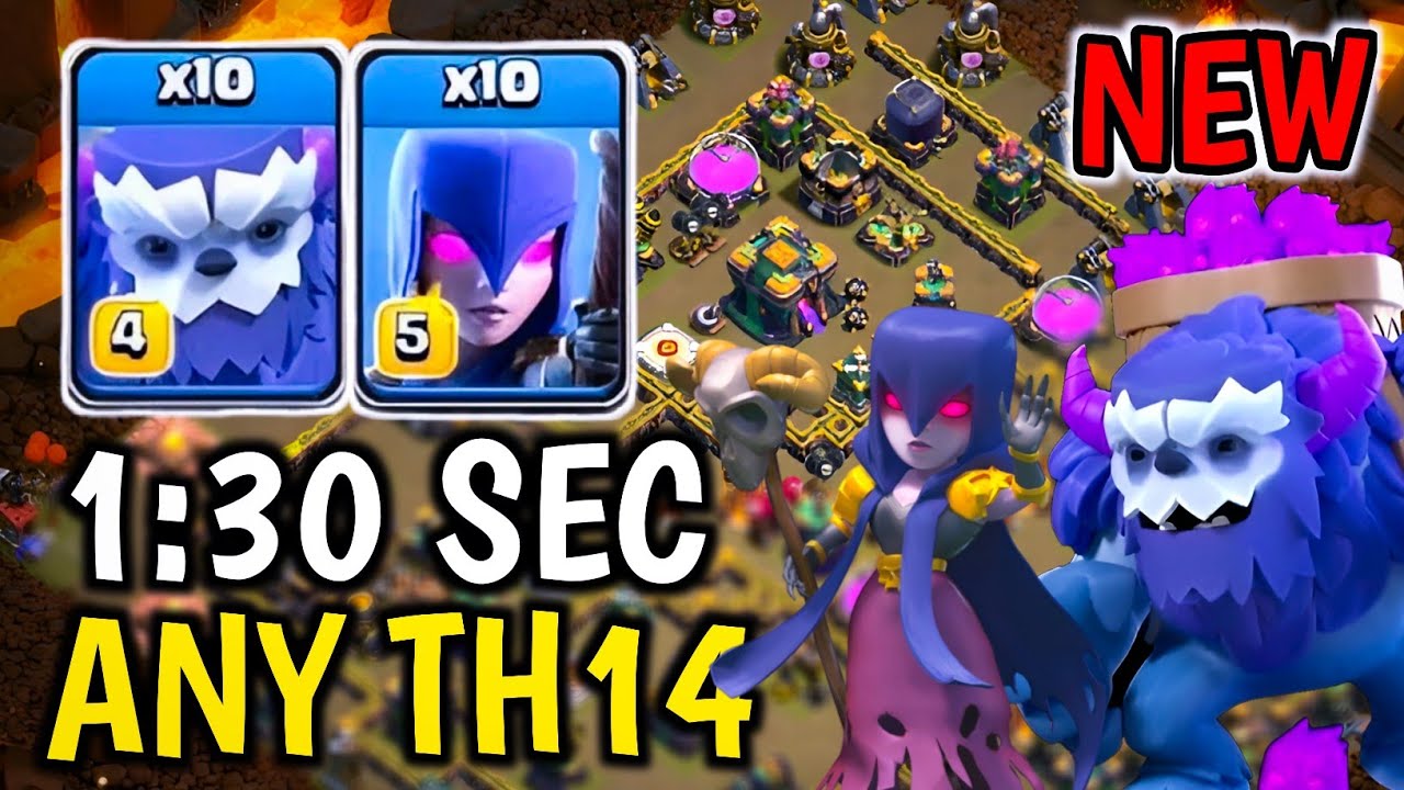 Th14 Yeti Bowler Witch Attack With 10 Zap Spell | Best Th14 Attack ...
