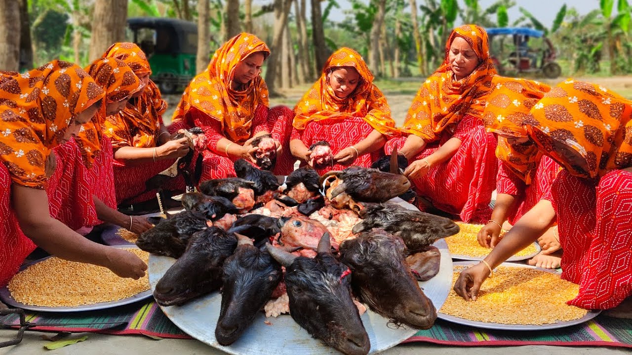 Mutton Head Meat & Daal Mixed Haleem Recipe - Goat Head Gravy Cooking ...