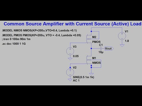 2. CS amplifier with Current Source Load in LTspice - YouTube