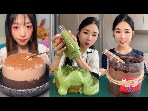 MUKBANG🥀Creamy Chocolate AND Matcha Lava Cake💚Asmr Eating Show #asmr #mukbang #chocolate #relaxing