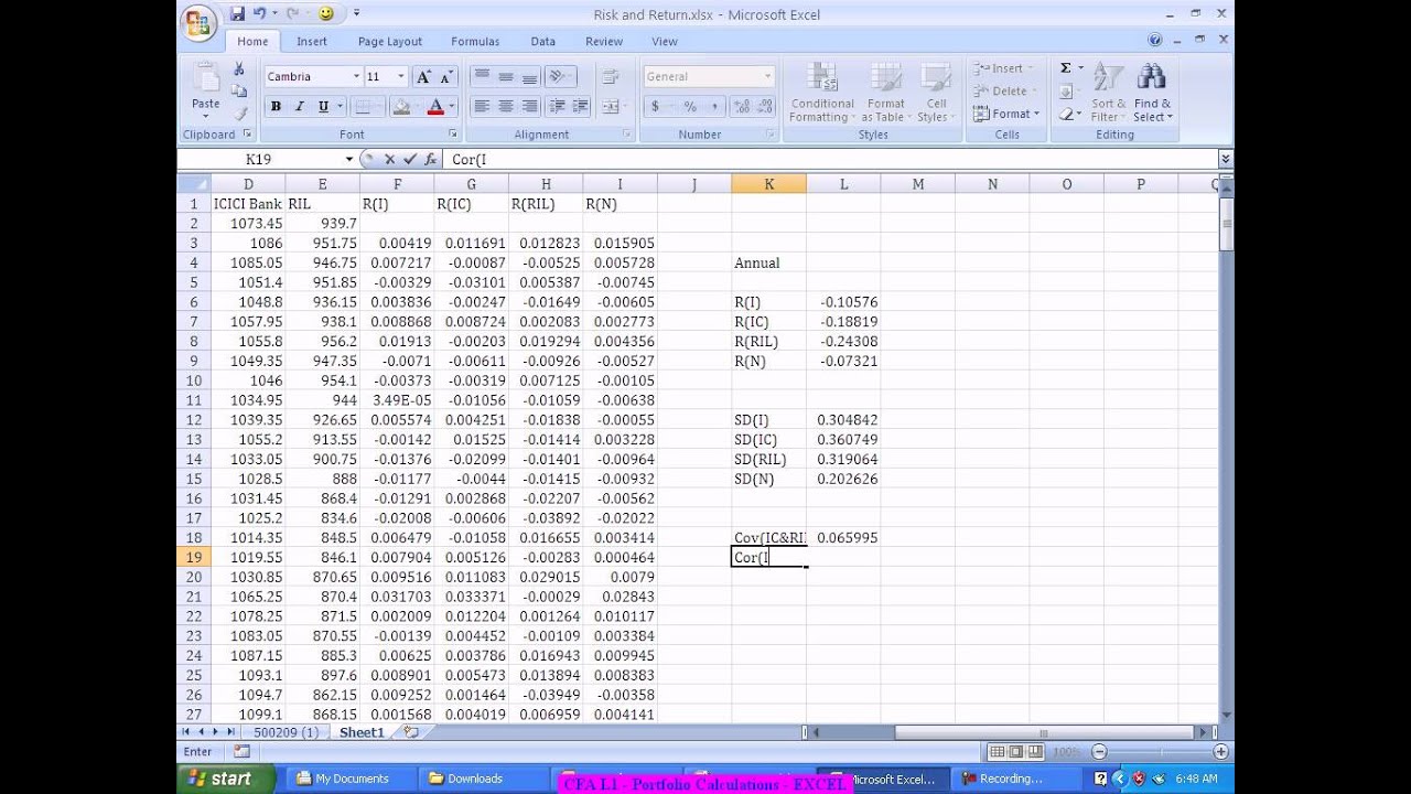 CFA Level 1 - Portfolio Concepts - EXCEL.avi - YouTube