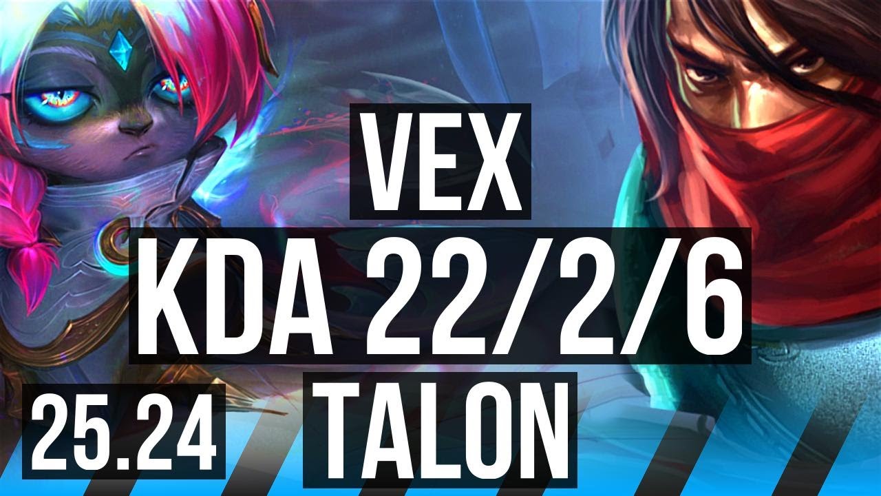 VEX vs TALON (MID) | 50K damage, Good KDA: 22/2/6 | KR Master | 25.24 ...