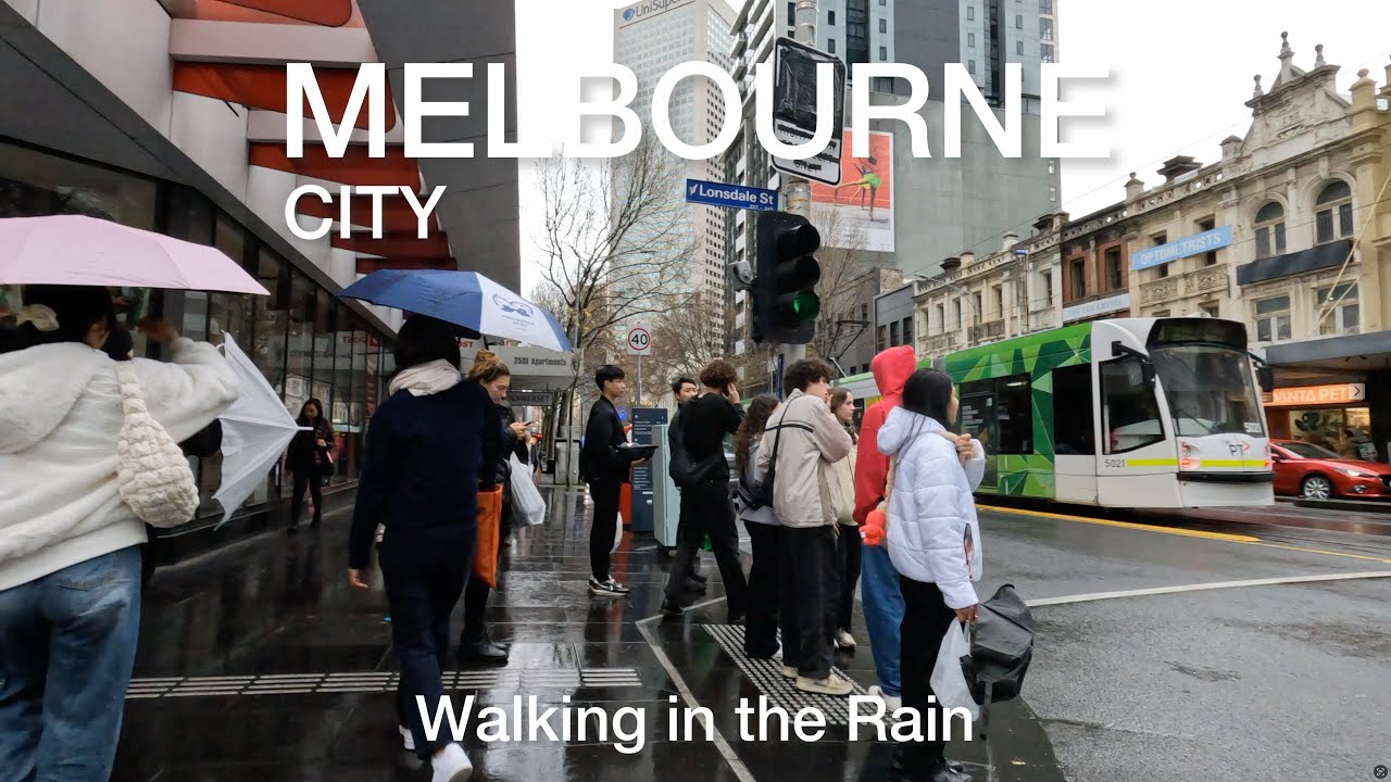 Melbourne Australia Walking in the Rain in Winter August 2023 - YouTube