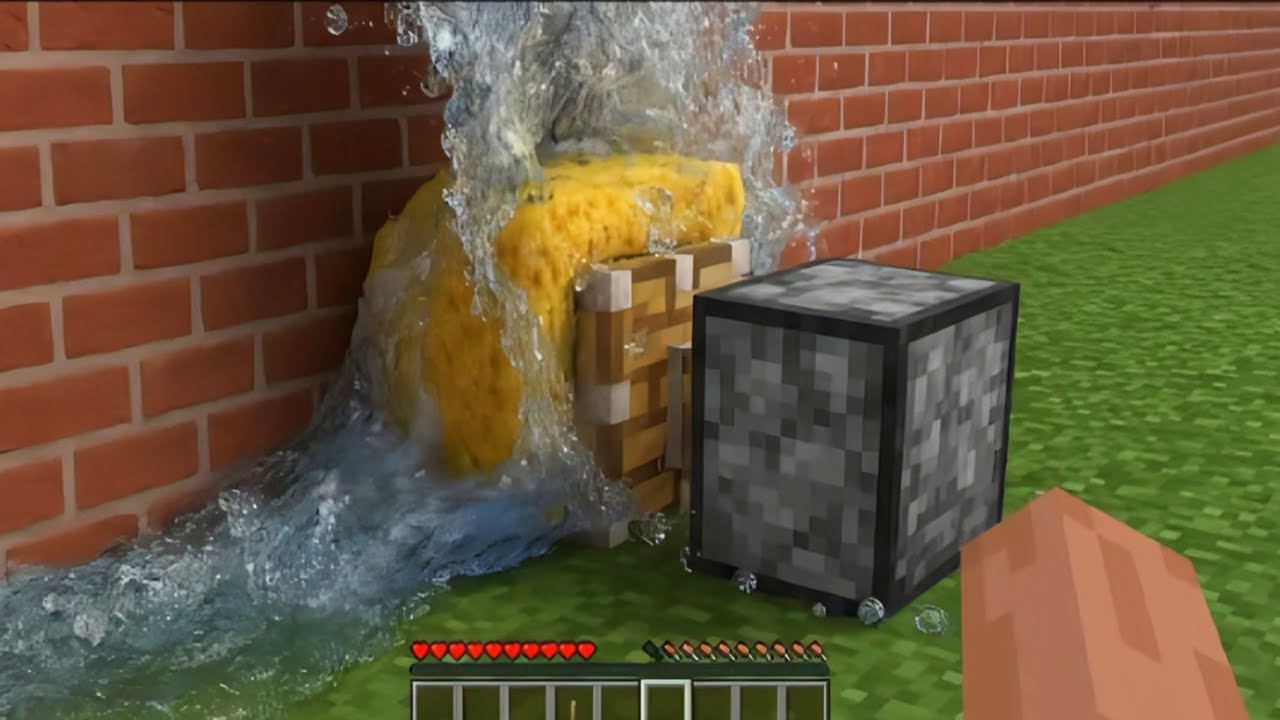 Piston vs Realistic Sponge (water inside) -Minecraft Compilation 💀 ...