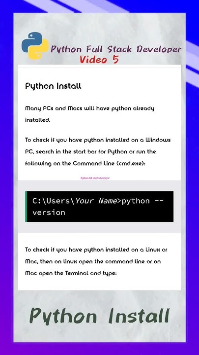 Python Installpython Full Stack Developerpythoninstallation Itcourselearnpython Python