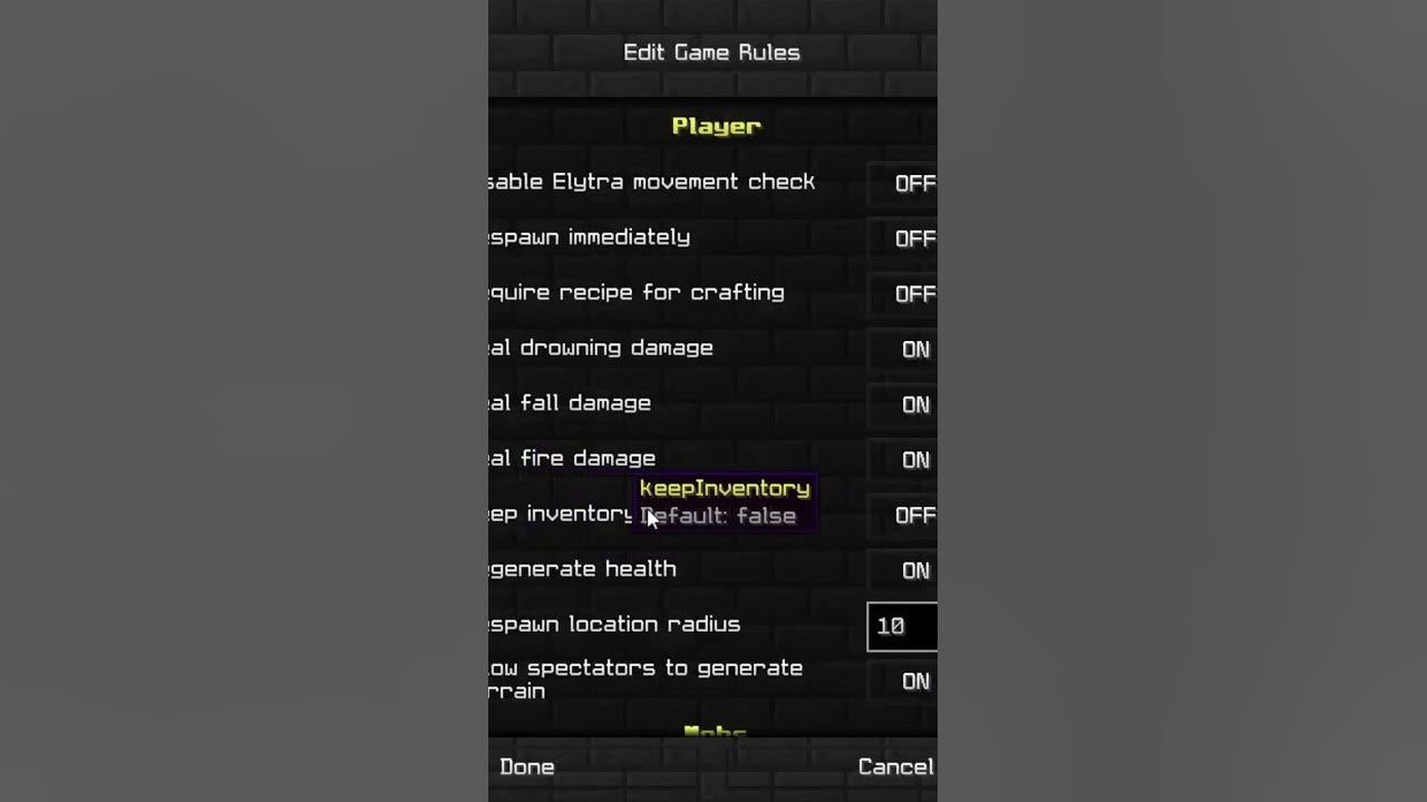 How To Enable Keep Inventory In Minecraft😀 Minecraft Games Shorts