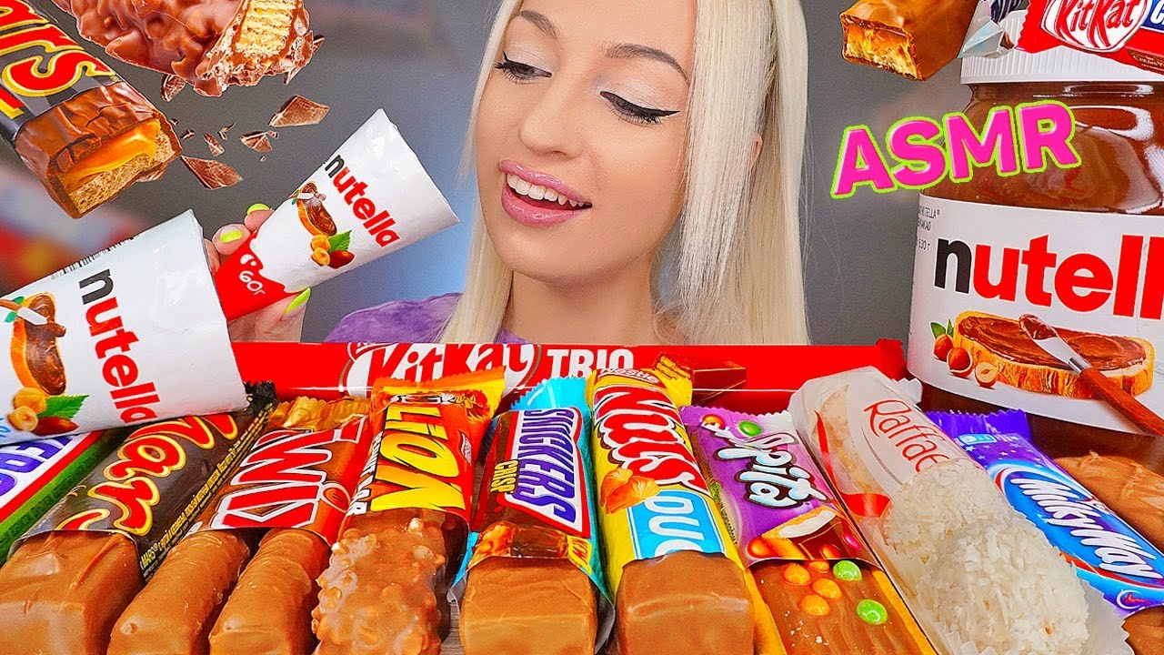 Asmr Eating Chocolate Candy Bars Nutella Ice Cream Snickers Kitkat