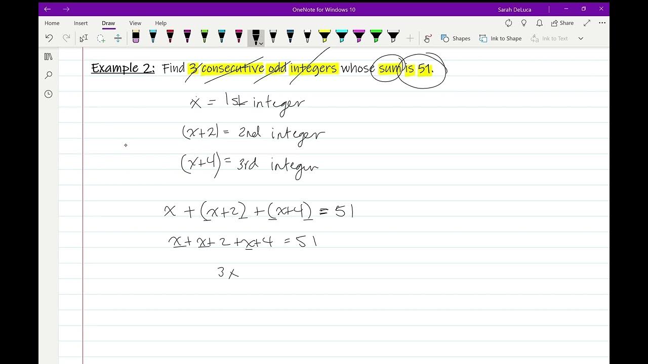 Solving Equations with Two Variables Example 2 Consecutive Integers - YouTube