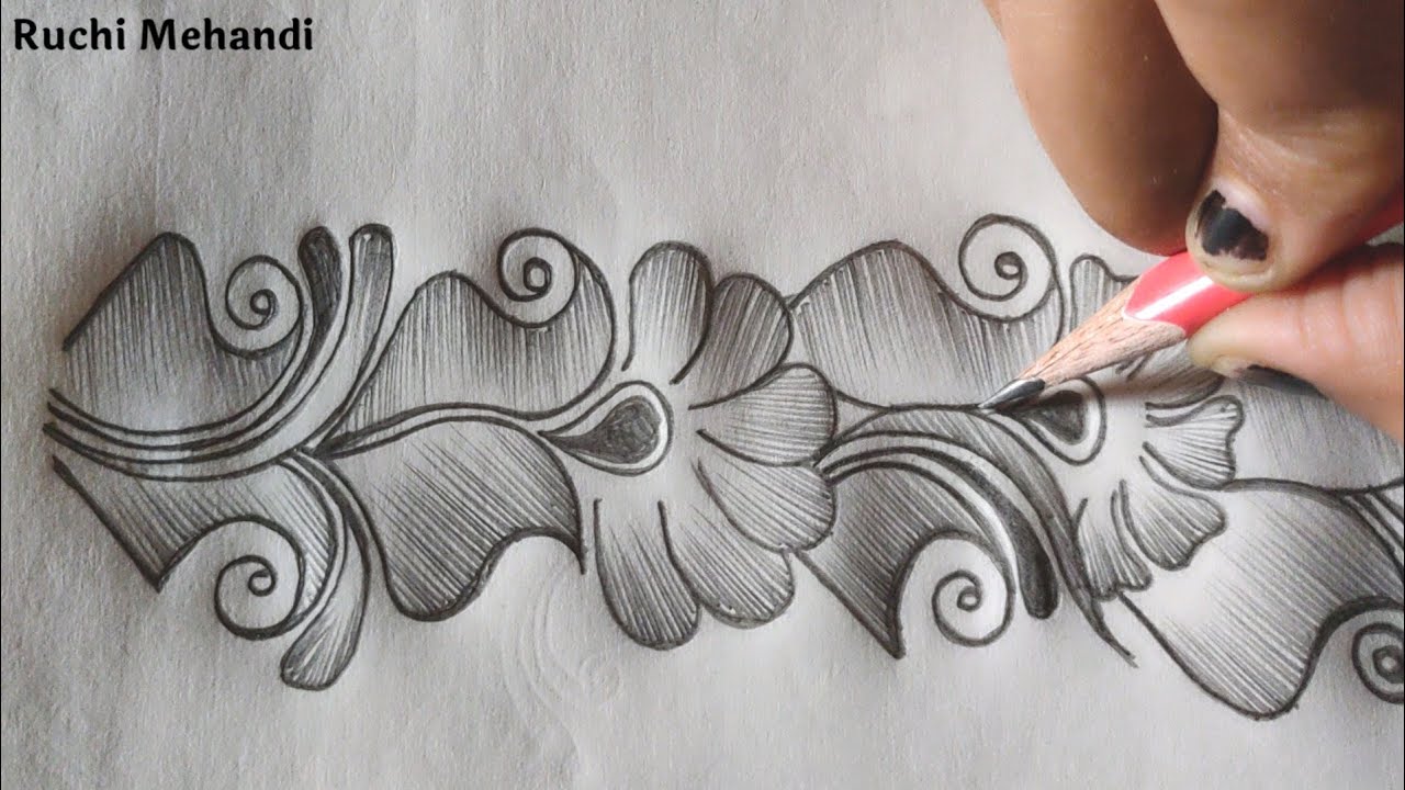 New Beautiful Pencil Shading Mehandi Design | Ruchi Mehandi 2021 - YouTube