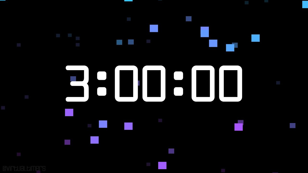 SILENT - 3 Hours Count Up Time Tracker - Stopwatch, Chapters, Digital Rain Blue & Pink. 180 ...