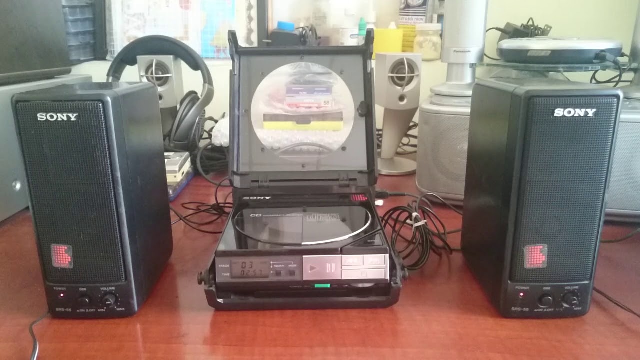 Sony Discman D50 & Sony SRS-55 speakers - YouTube