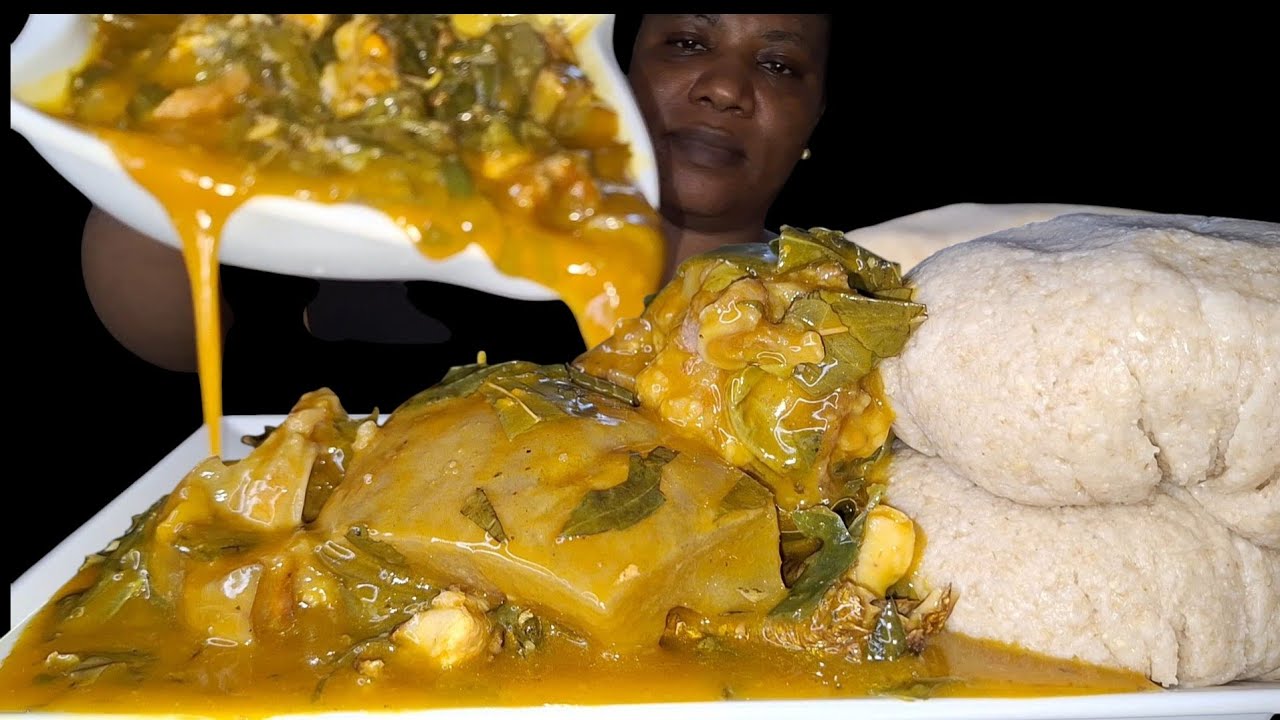 African food mukbang/ oha soup with oatmeal fufu mukbang - YouTube