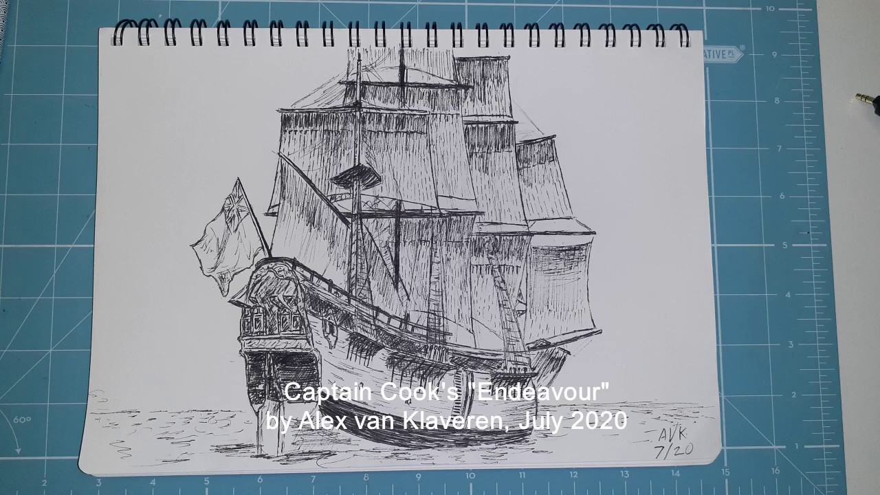 Captain Cook's Endeavour (Pencil and Fineliner) - YouTube