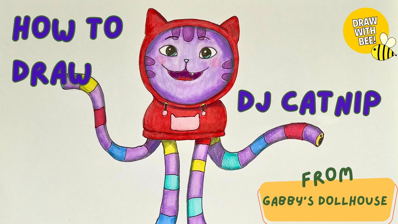 How to draw DJ Catnip - Gabby’s Dollhouse!! Easy step by step 🎤 ...