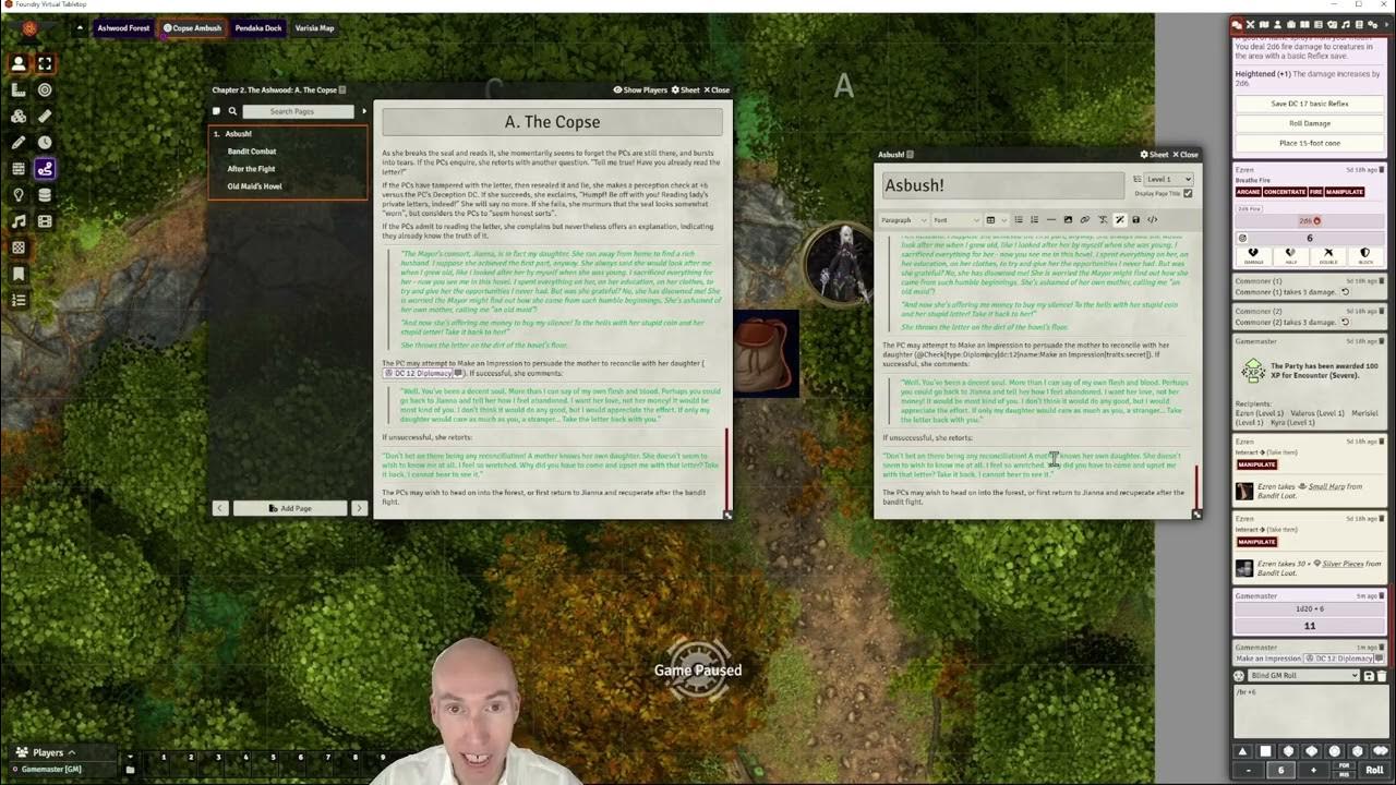 Foundry VTT Adventure Creation E8: Conversation Encounter and Death from Above - YouTube