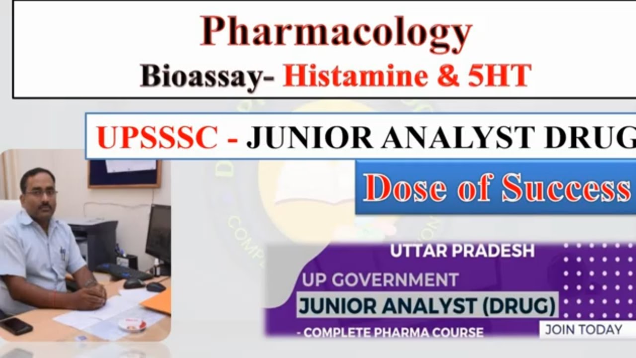 UP Junior Analyst Drug Preparation | Bioassay- Histamine & 5HT mcq ...