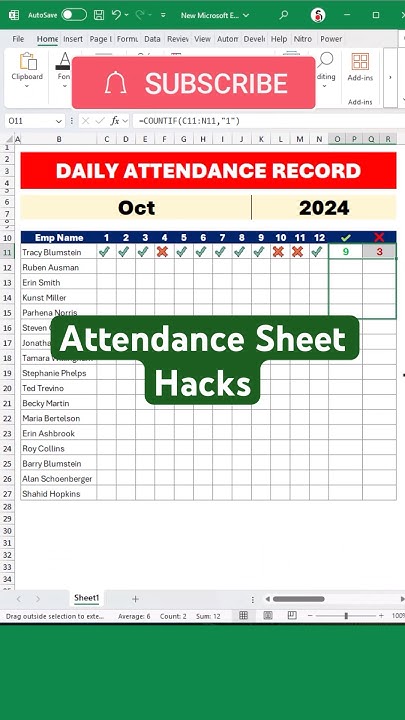 Excel Tips: Make your Attendance Records more professional #excellifehacks #exceltips # ...