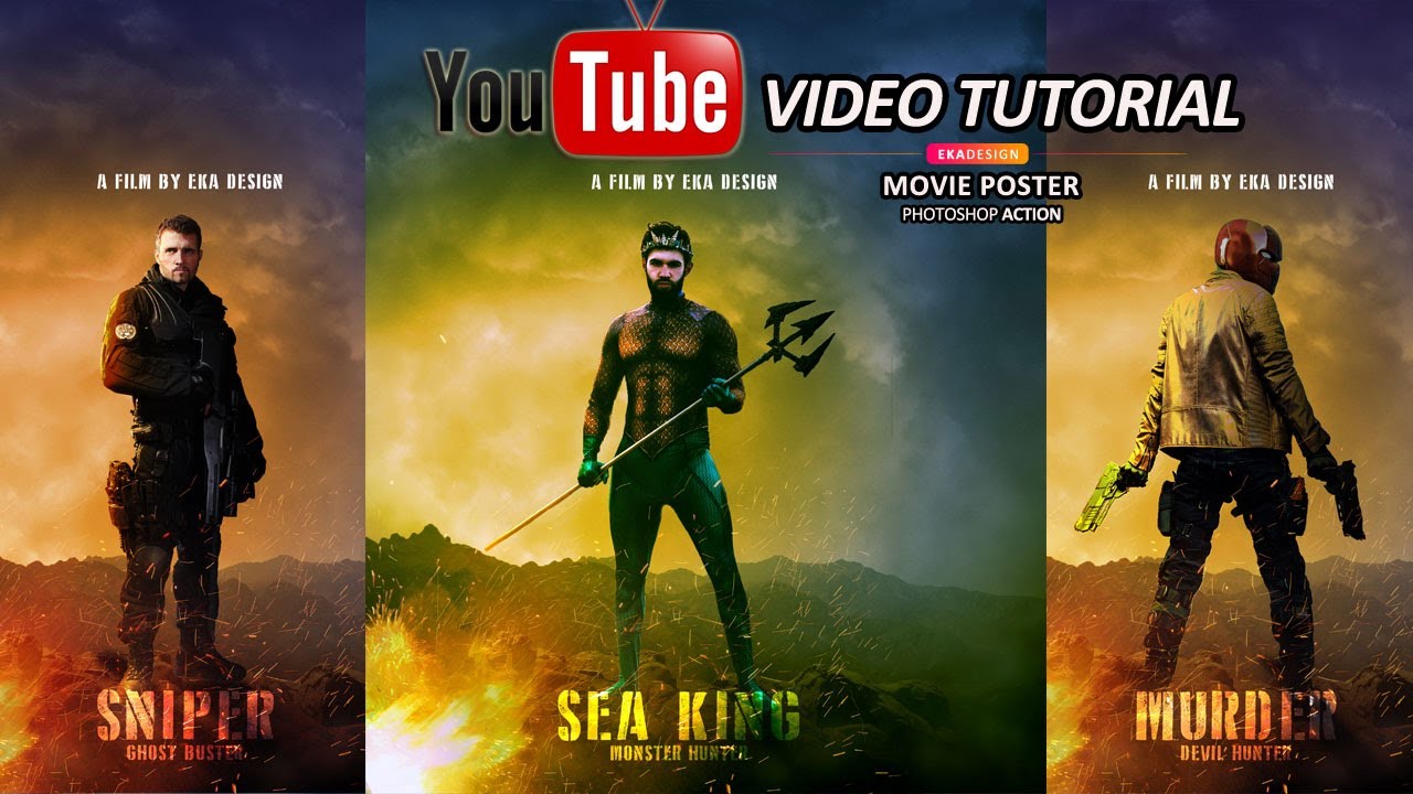 Tutorial Movie Poster Photoshop Action - YouTube