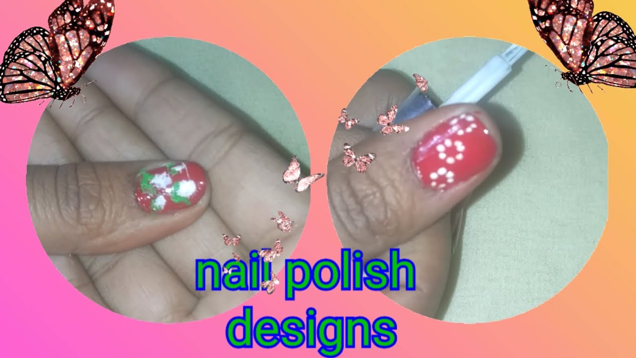nail polish flower design||nail polish designs - YouTube