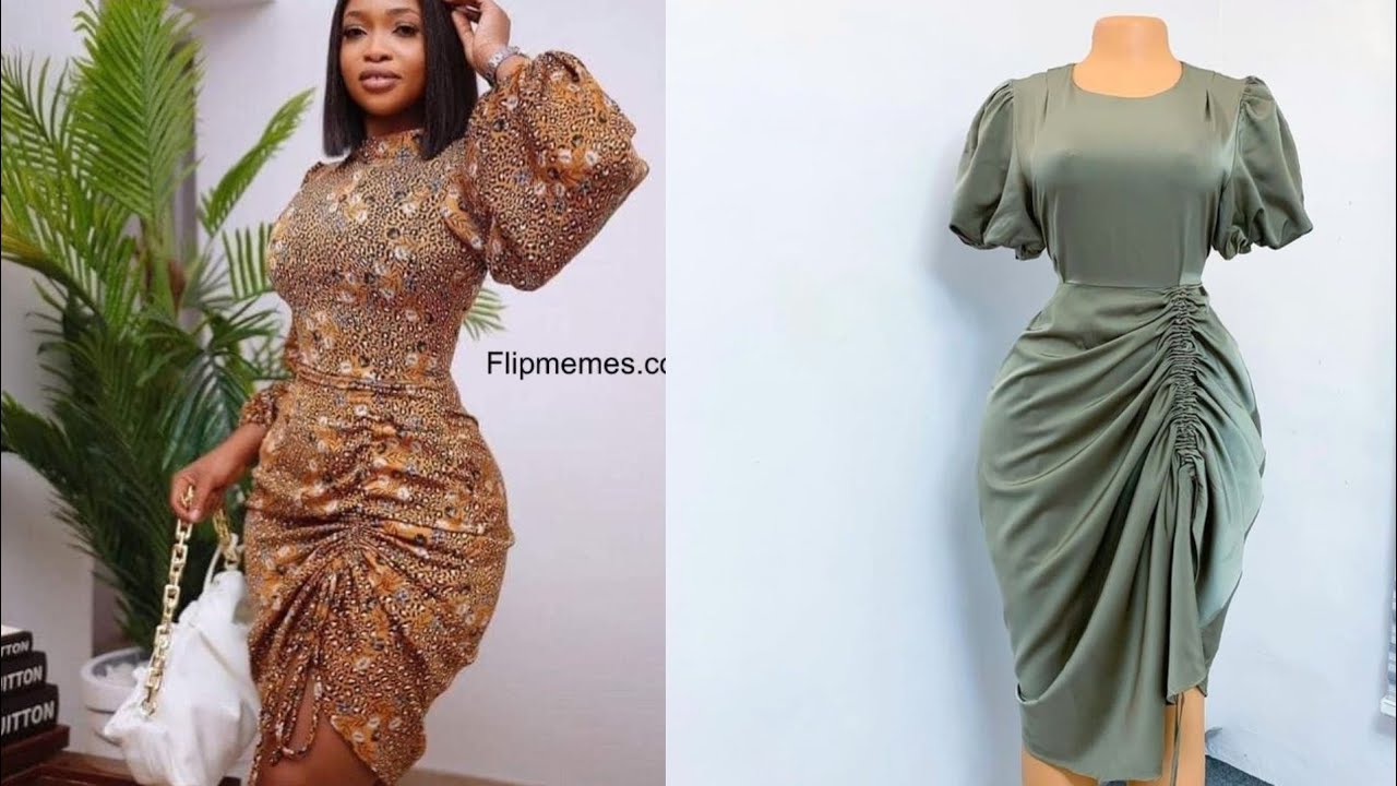 How to cut and sew a rushed dress/ diy draw string dress - YouTube