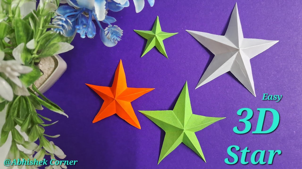 How to Make 3D Star for Christmas Decoration | School Project Paper ...