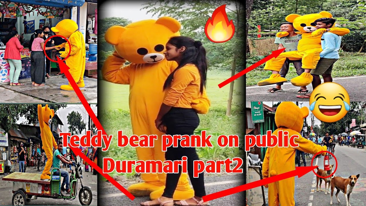 Teddy bear prank on public 😍😘| Crazy Reaction 🤪 Funny Dance💃 😄|Part2 ...