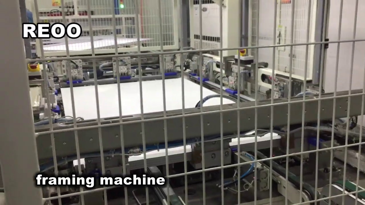 Framing machine for grouping solar panel framer by pneumatic. www.reoo ...